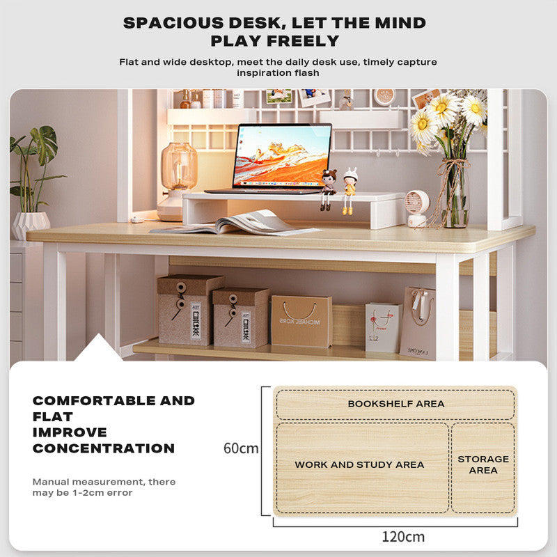 Computer Desk Table Bookshelf Integrated Table Bedroom Students Home S ...
